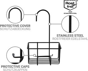 Černá závěsná koupelnová polička z nerezové oceli Milito – Wenko