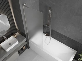 Mexen Next L, 1-křídlová vanová zástěna 70 x 150 cm, 6mm sklo námraza, 6mm čiré sklo, profil broušená ocel, 895-070-000-03-30-97