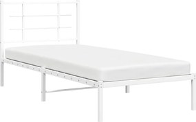vidaXL Kovový rám postele s čelem 90 x 200 cm [355603] Barva: Bílá
