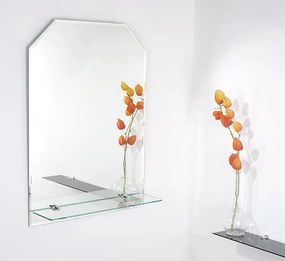 AMIRRO Zrcadlo do předsíně koupelny na chodbu s poličkou GRANADA 50 x 70 cm - šestihran s fazetou 10 mm a poličkou 712-581