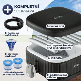 Nafukovací vířivý bazén OASIS pro 6 osob, čtvercový, černý Casaria