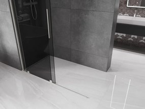 Mexen Velar, sprchová zástěna s posuvnými dveřmi Walk-in 160 x 200 cm, 8mm šedé sklo, broušená ocel, 871-160-000-43-97