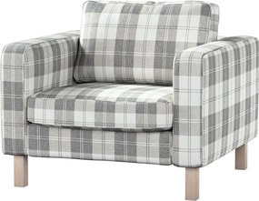 Potah na křeslo IKEA Karlstad, krátký barva šedá látka pletený vzor, vzorované