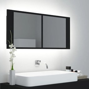 Petromila LED koupelnová skříňka se zrcadlem černá 100 x 12 x 45 cm akryl