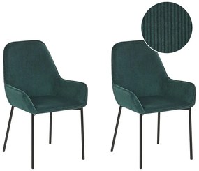 Sada 2 manšestrových jídelních židlí zelené LOVERNA Beliani