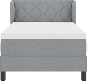 Postel s boxspringem s čelo Světle šedá 90 x 200 cm textil 3340066