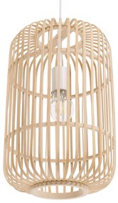 Závěsná bambusová lampa světlé dřevo AISNE Beliani