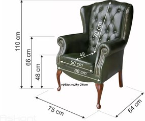 ASKONT Chesterfield Torino Kožené křeslo puncované