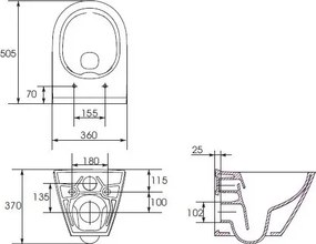 Závěsné WC + prkénko CITY OVAL + tlačítko SIGMA + podomítkový modul + podložka