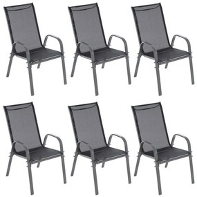 MAXXIVA® 76195 GARTHEN zahradní stohovatelné židle, tmavě šedá, 6 ks