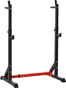 HOMCOM Stojan na činky - Ocelový stojan na činky s nastavitelnou výškou až 150 kg nosnost - Dřepovací stojan s gumovými nožičkami pro silový trénink