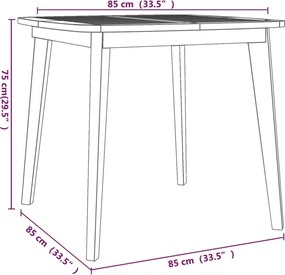 vidaXL Zahradní stůl 85 x 85 x 75 cm masivní akáciové dřevo [310300]