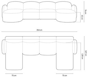 MUZZA Rohová pohovka do tvaru U Claire 354 cm chenille zelená