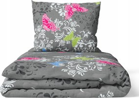 Povlečení Z Kůry 140x200 cm 1x 70x80 cm Polský Výrobce Motýl šedý