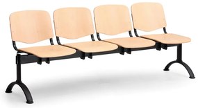 Dřevěná lavice ISO II, 4-sedák - černé nohy, buk