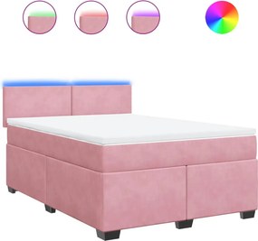 Box spring postel s matrací růžová 140x200 cm samet 3288629