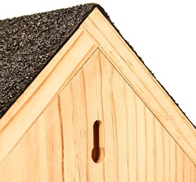 Krmítko pro veverky, špičatá střecha, borovicové dřevo, asfaltový nátěr, neošetřené