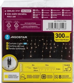 Aigostar - LED Venkovní dekorační řetěz 75xLED/6W/230V 15x0,6m IP44 teplá bílá