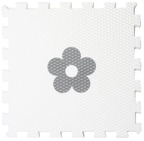 Vylen Pěnové podlahové puzzle Minideckfloor s kytkou Bílý s šedou kytkou 340 x 340 mm