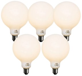 Sada 5 stmívatelných LED žárovek E27 opálových G125 5W 450 lm 2700K