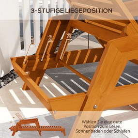 Outsunny Lehátko Outsunny, nosnost až 120 kg, zahradní lehátko, lehátko odolné proti povětrnostním vlivům, na balkon, terasu, dřevo, 66 x 190 x 73,5 …