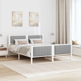 Rám postele s čelo Bílá a světle šedá 150 x 200 cm 3394317
