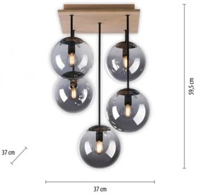 JUST LIGHT. 11395-79 - Lustr na tyči WIDOW 5xE14/25W/230V dub