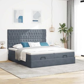 Osmanský rám postele s matracíes tmavě šedá 180x200cm samet 3314640