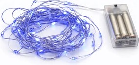 LED světýlka na baterie, kapičky, 2,30 m, modrá, 20 diod, drátek, IP20 interiér, 3 × AA