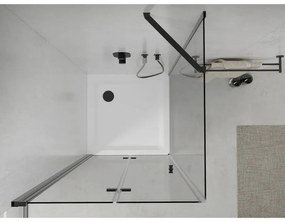 Mexen Lima, sprchový kout 90 (dveře) x 90 (stěna) cm, 6mm čiré sklo, černý profil + SLIM sprchová vanička 5cm s černým sifonem, 856-090-090-70-00-4010B
