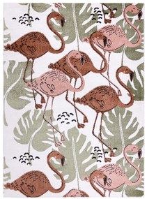 Dywany Łuszczów, Dětský kusový koberec Fun Flami Flamingos cream, 200x290, vícebarevná, dětský pokoj