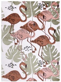 Dywany Łuszczów, Dětský kusový koberec Fun Flami Flamingos cream, 200x290, vícebarevná, dětský pokoj