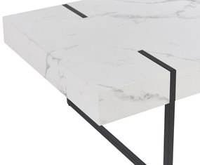 Konferenční stolek bílý mramorový efekt s černou MERCED Beliani
