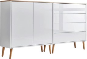 XXXLutz ŠIROKÁ KOMODA, bílá, dub artisan, vysoce lesklá bílá, 158/86/33 cm MID.YOU - Komody na nožičkách - 001067002102