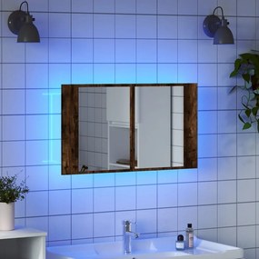 Petromila LED koupelnová skříňka se zrcadlem kouřový dub 80x12x45cm akryl