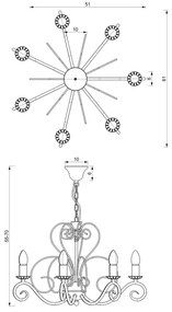 Lustr na řetězu MAURO 7xE14/60W/230V