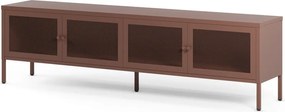 Vínový kovový TV stolek 160x50x35 cm Fayna – Marckeric