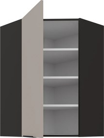 ARIA cb | horní kuchyňská skříňka 60x60 GN-90 1F (45°) rohová s policemi | 60x60 cm | VYSOKÁ | černá/béžová
