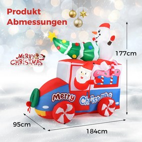 Costway 177 cm nafukovací vánoční dekorace LED Santa Claus v autě Vánoční