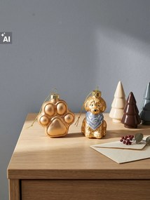Sinsay - Skleněné vánoční ozdoby ve tvaru psí tlapky a psa 2 pack - hnědá
