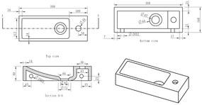 Sapho, BLOK kamenné umyvadlo 38x8x14 cm, černý Antracit, 2401-31