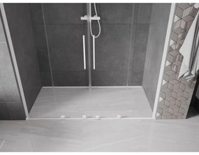 Mexen Velar L Duo, posuvné sprchové dveře do otvoru 170 cm, 8mm čiré sklo, bílá matná, 871-170-003-02-20