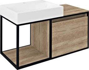 Sapho Sapho, SKARA umyvadlová skříňka 100x49,5x46,5cm, černá matná/dub Alabama, CG004-2222