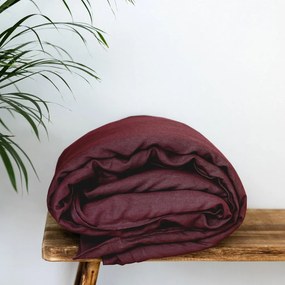 TULULUM Vínový lněný povlak na přikrývku COMFORT WINE Rozměr přikrývky: 140 x 200 cm