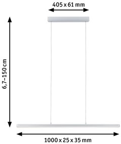 Paulmann 79886 Lento, Zigbee matně chromové lineární závěsné svítidlo se svícením nahoru-dolu, 3x13,5W LED tunnable white, stmívatelné, délka 100cm