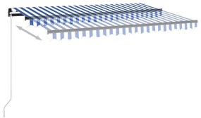 vidaXL Automatická markýza LED a senzor větru 450 x 350 cm modrobílá
