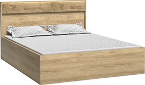 MEDIOLAN | dvoulůžko M9 s roštem a úložným prostorem + dekorační deska | 160x200 cm | natural hikora