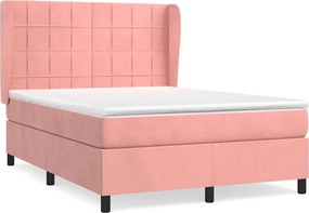 Box spring postel s matrací růžová 140x200 cm samet 3129218