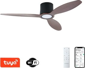 ZEVENTI - LED Stropní ventilátor VENTORA LED/24W/230V Wi-Fi Tuya černá/ořech +DO