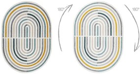 Koberec FUSION Shape 5711 bílý / tmavě zelený ovál